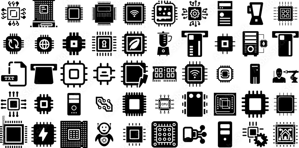 Huge Collection Of Processor Icons Pack Flat Cartoon Symbols Icon ...