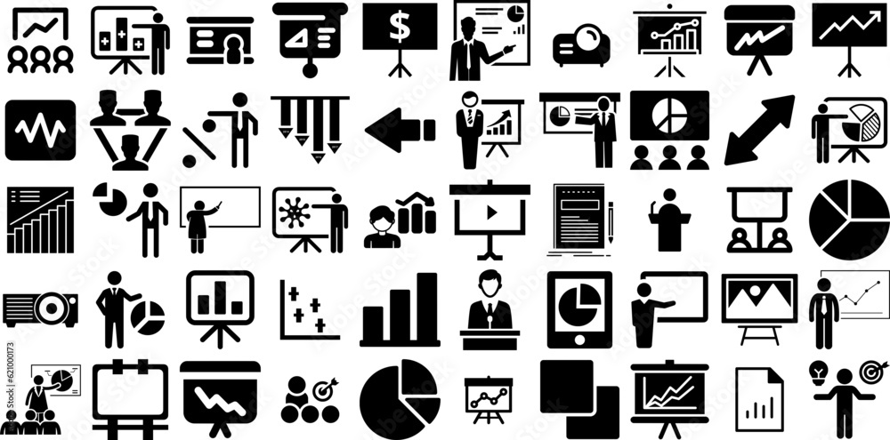 Mega Collection Of Presentation Icons Pack Black Drawing Symbols ...