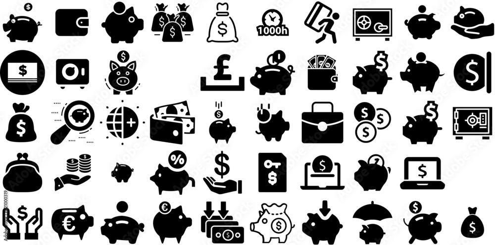 Massive Collection Of Savings Icons Bundle Solid Cartoon Clip Art Nubes ...