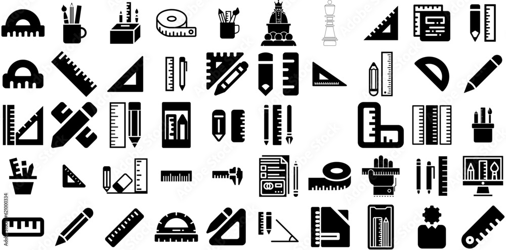 Massive Set Of Ruler Icons Set Hand-Drawn Black Vector Elements ...
