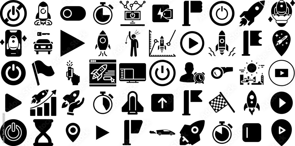 Big Collection Of Start Icons Bundle Linear Modern Pictogram Web, Icon ...