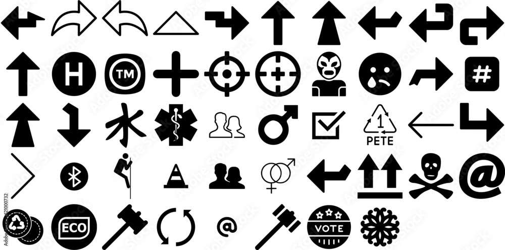 Big Set Of Symbol Icons Pack Hand-Drawn Linear Infographic Web Icon ...