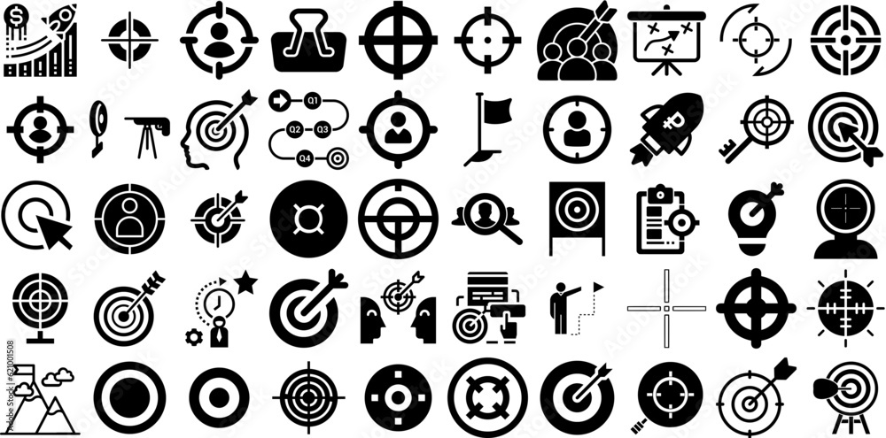 Big Set Of Target Icons Collection Flat Drawing Elements Icon, Circle ...