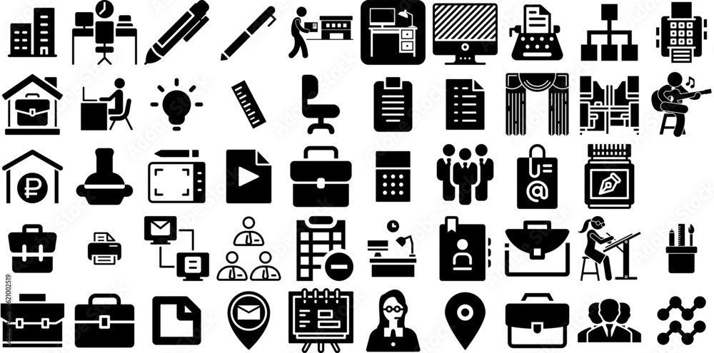 Huge Collection Of Office Icons Pack Hand-Drawn Linear Simple ...