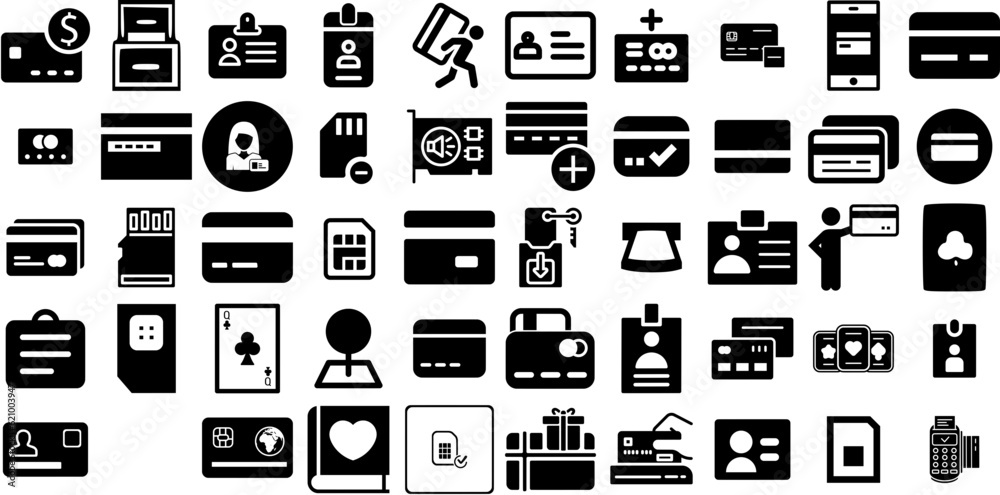 Massive Set Of Card Icons Bundle Hand-Drawn Solid Infographic Web Icon ...