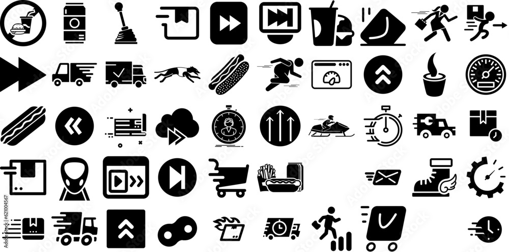 Huge Collection Of Fast Icons Collection Hand-Drawn Linear Cartoon Clip ...