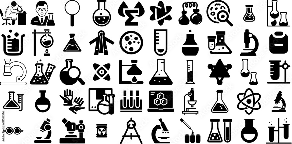 Massive Collection Of Laboratory Icons Bundle Black Design Clip Art ...