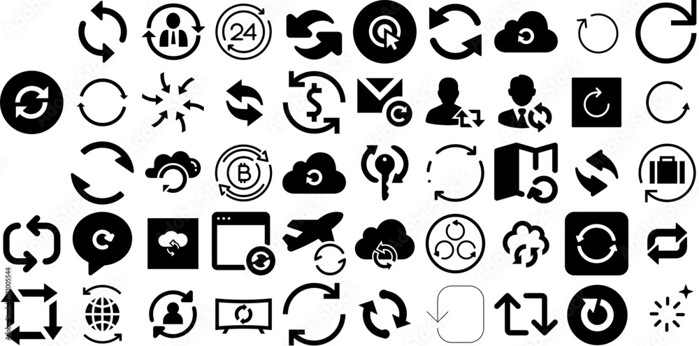 Mega Set Of Refresh Icons Collection Linear Vector Symbols Refresh ...