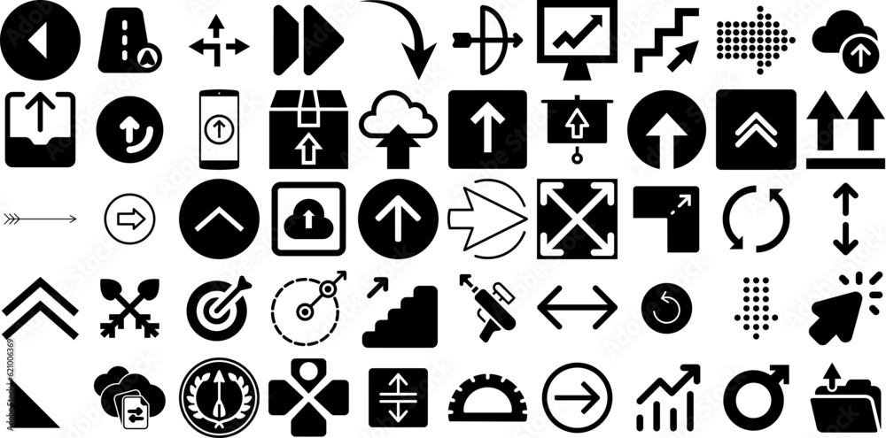 Huge Collection Of Arrow Icons Pack Isolated Simple Pictograms ...