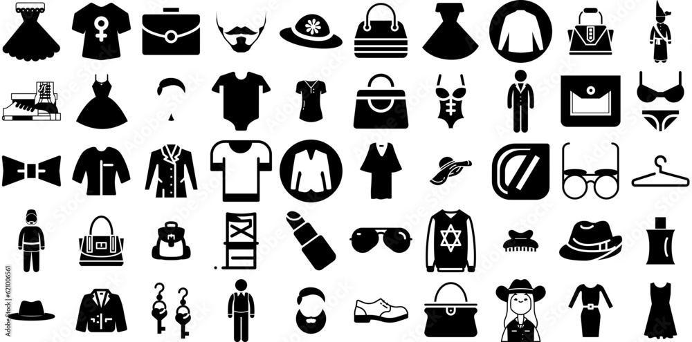 Huge Collection Of Fashion Icons Set Hand-Drawn Isolated Vector ...