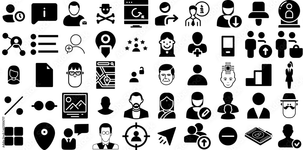 Massive Collection Of User Icons Pack Hand-Drawn Black Infographic Web ...