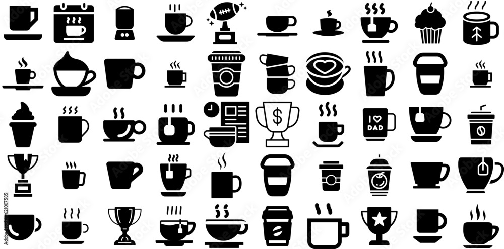 Big Collection Of Cup Icons Pack Black Vector Symbols Icon, Measurement ...