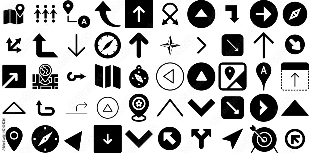 Mega Collection Of Direction Icons Pack Solid Concept Web Icon Icon, Renewal, Symbol, Way ...