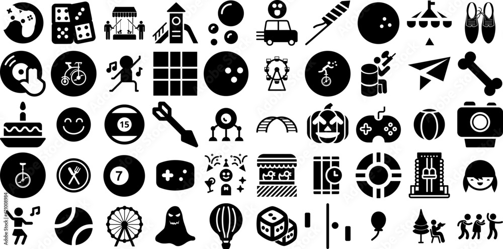 Mega Collection Of Fun Icons Pack Linear Drawing Silhouette ...
