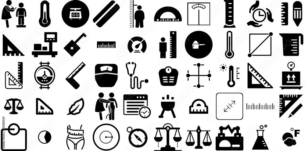 Massive Collection Of Measure Icons Bundle Hand-Drawn Isolated Simple ...