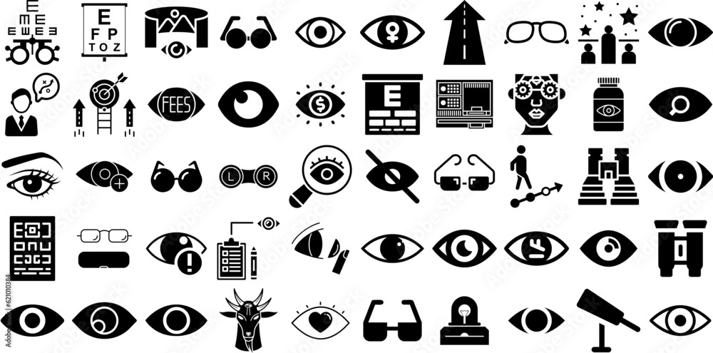 Huge Set Of Vision Icons Set Hand-Drawn Solid Design Silhouettes Vision ...