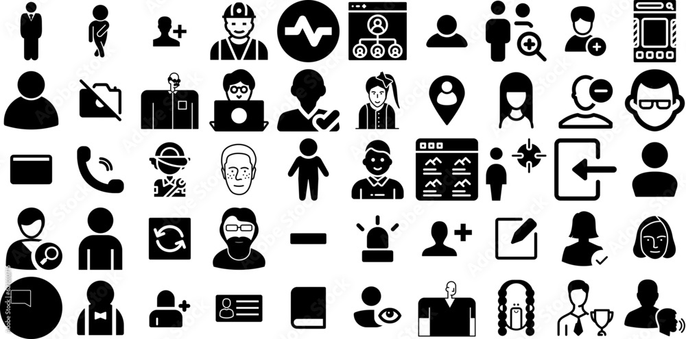 Massive Collection Of User Icons Set Flat Drawing Pictograms People ...