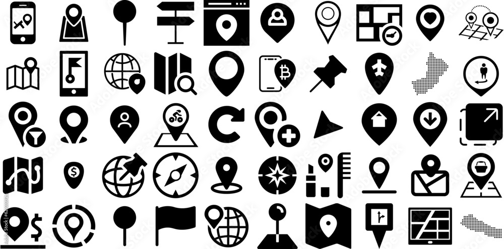 Mega Set Of Location Icons Collection Isolated Infographic Clip Art ...