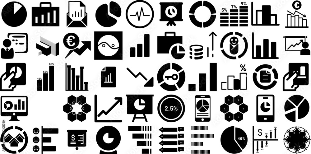 Mega Set Of Chart Icons Pack Hand-Drawn Black Design Symbols ...