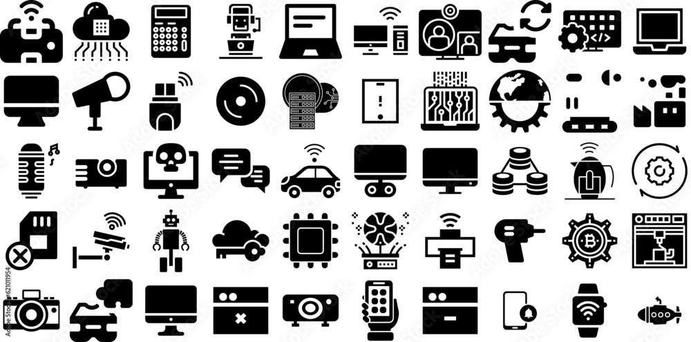 Massive Collection Of Technology Icons Pack Hand-Drawn Isolated Simple ...
