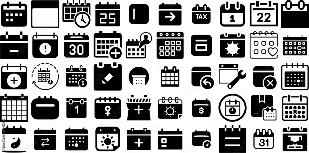 Massive Collection Of Calendar Icons Pack Flat Infographic Pictograms ...