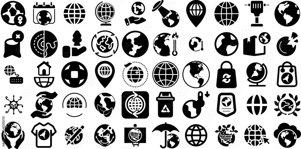Huge Collection Of Earth Icons Bundle Isolated Infographic Web Icon ...