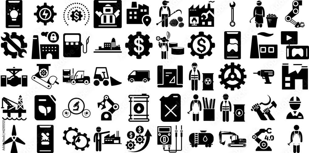 Massive Set Of Industry Icons Pack Isolated Drawing Pictogram ...