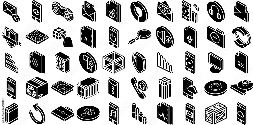 Massive Set Of Isometric Icons Collection Linear Modern Pictogram Icon ...