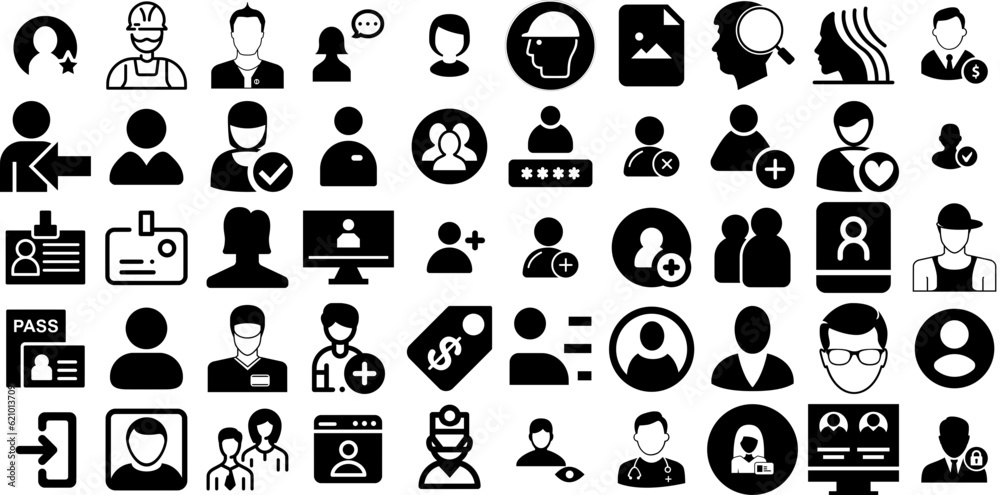 Mega Collection Of Profile Icons Pack Isolated Infographic Pictograms ...