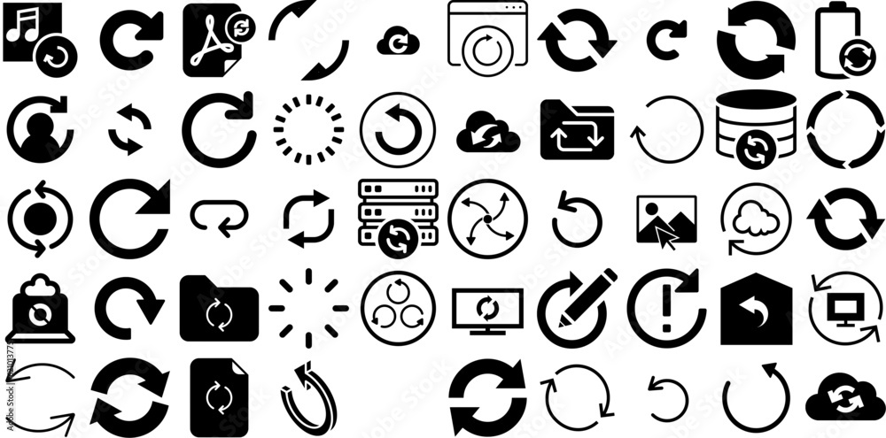 Massive Collection Of Reload Icons Collection Hand-Drawn Isolated ...