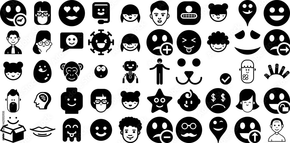 Massive Collection Of Smile Icons Pack Black Simple Silhouette Icon ...