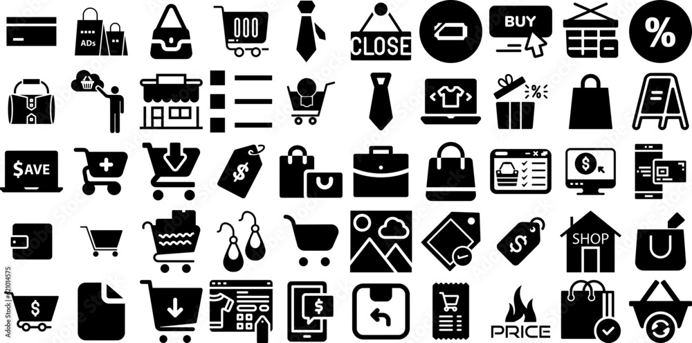 Mega Set Of Shopping Icons Pack Hand-Drawn Linear Design Elements ...