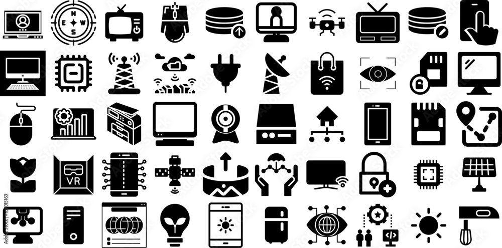 Massive Collection Of Technology Icons Bundle Hand-Drawn Isolated ...