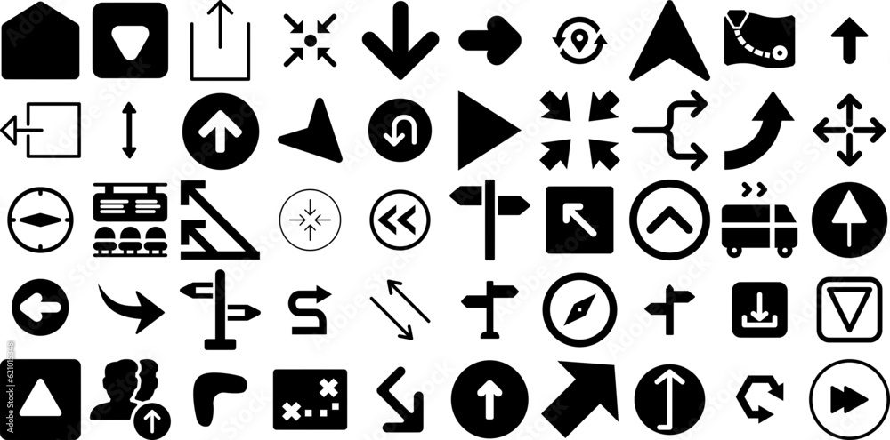Massive Set Of Direction Icons Collection Linear Simple Web Icon Way, Icon, Renewal, Symbol ...