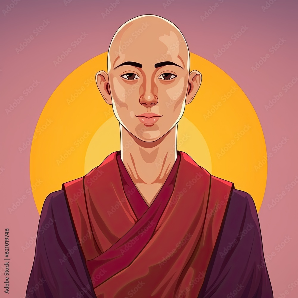 A man with a bald head wearing a red robe. Generative AI. Chinese monk ...
