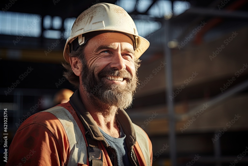 Captivating Portrait of a Detail-Oriented Construction Worker Stock ...