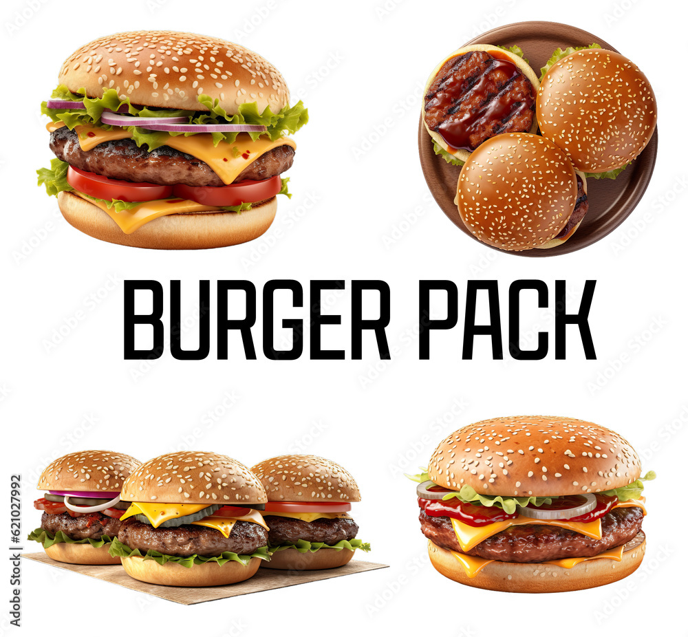 Grill burger set, realistic 3d burgers falling in the air, grilled meat ...