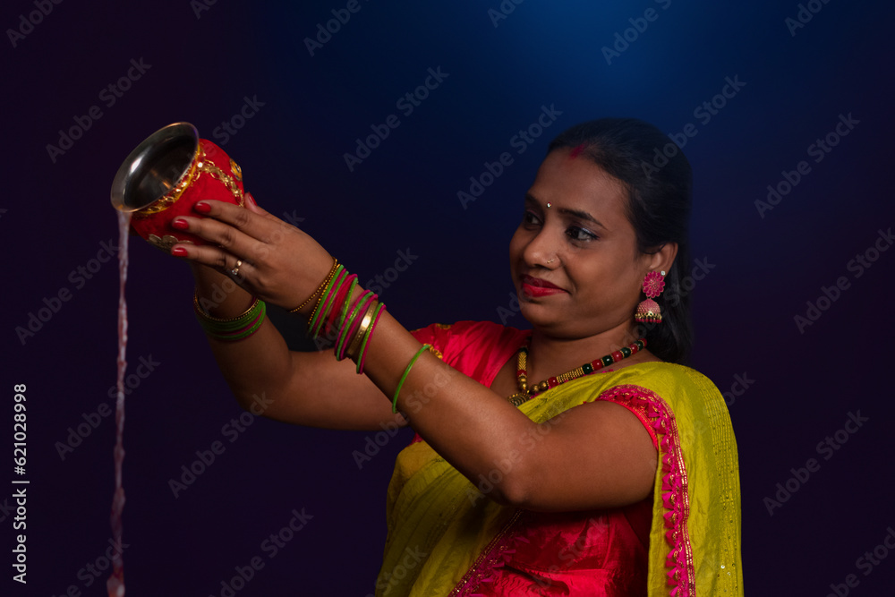 Women from Bihar offers prayers of Holy Water to Surya Bhagwan during ...