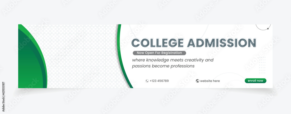 Admission banner design green yellow color template easy to edit Stock ...
