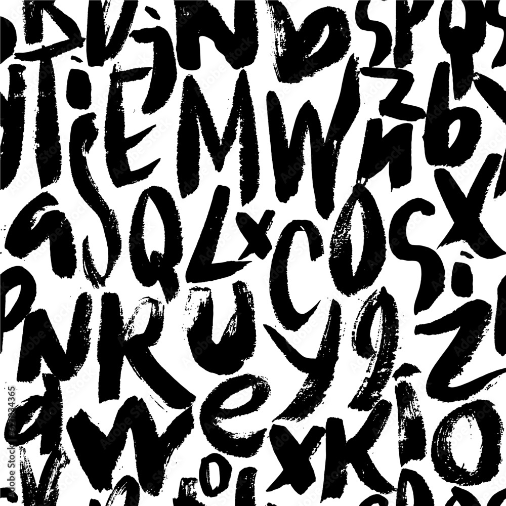Seamless pattern alphabet letters in grunge style . Vector font ...