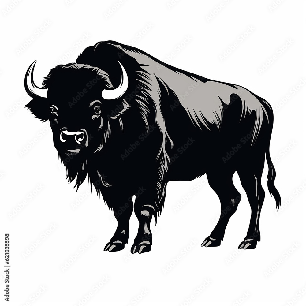 buffalo illustration isolated on white Stock Illustration | Adobe Stock