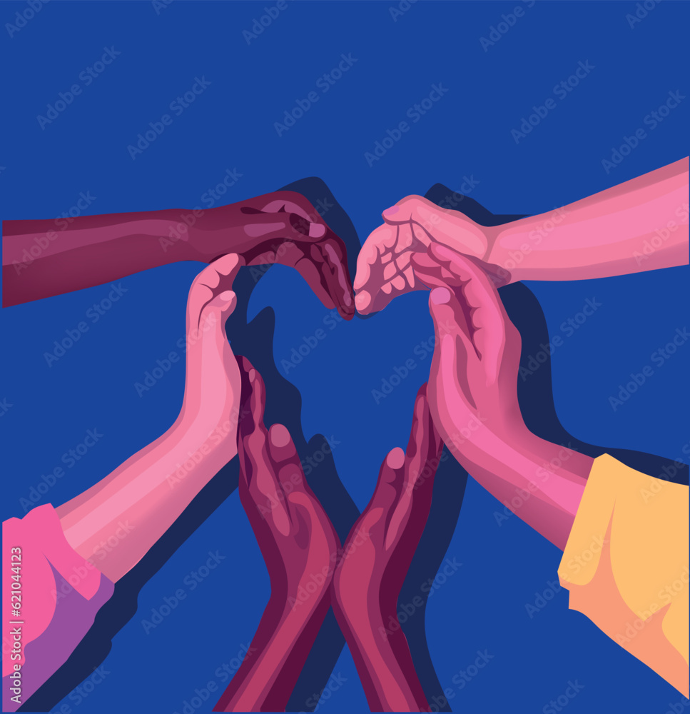 Unity Symbol: Multicultural Hands Embracing Stock Vector | Adobe Stock
