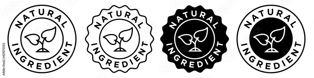Natural Ingredients icon vector set collection of round circle stamp ...