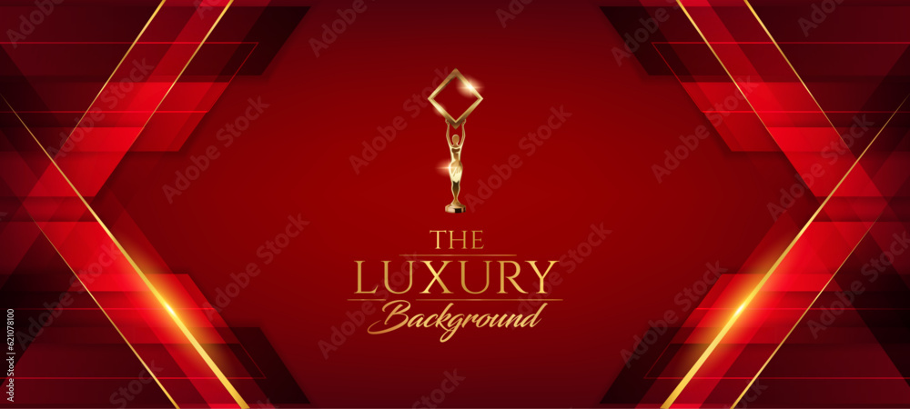 Red Maroon Golden Diamond square Side Corners Award Background. Trophy on Red Luxury Background ...