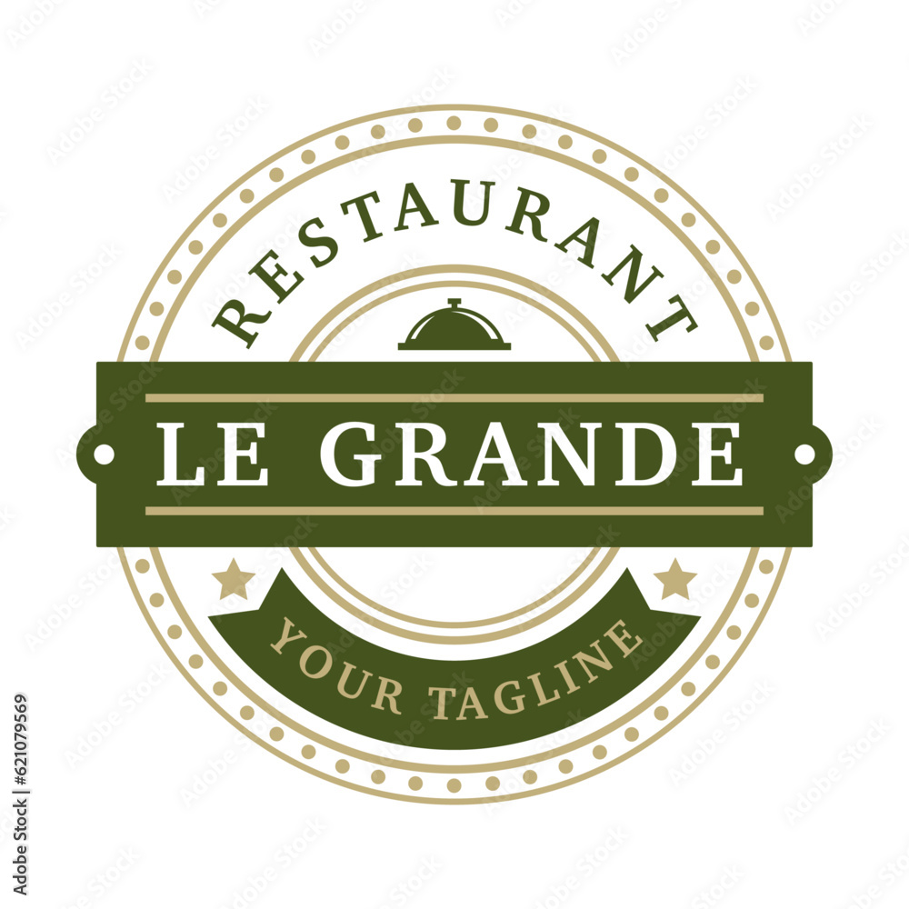 Vintage restaurant logo design template isolated. Restaurant ornament ...