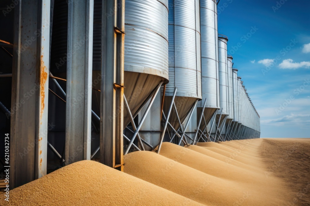 granary, metal structures for storage and export of wheat and corn. AI ...