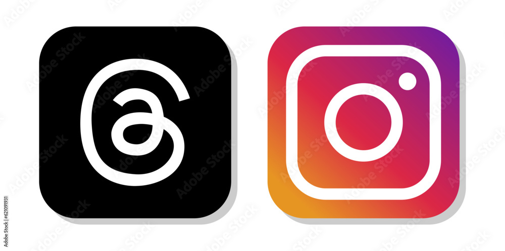 Threads and Instagram logo icons. Social media icon. Vector ...