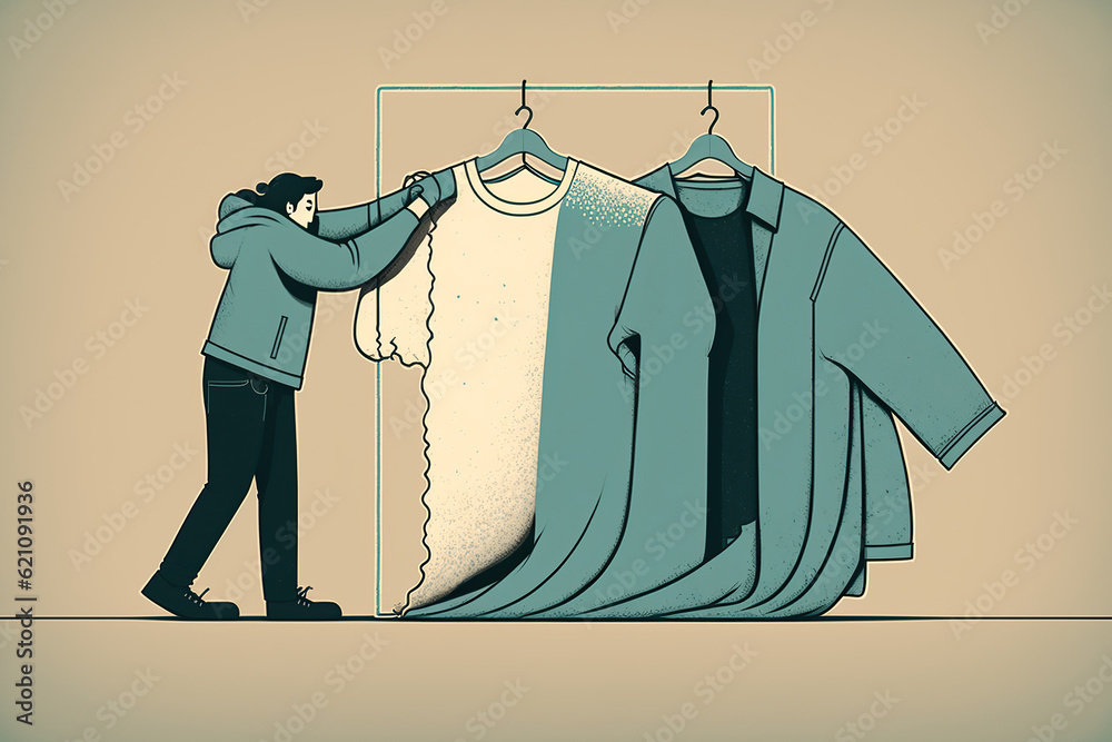 a person modifying a second-hand piece of clothes created with ...