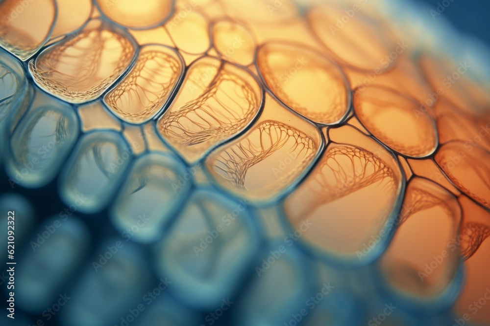 Microscopic macro close-up shot scientific research epithelial tissue ...