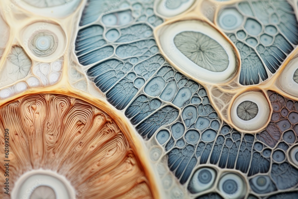 Microscopic macro close-up shot scientific research epithelial tissue ...